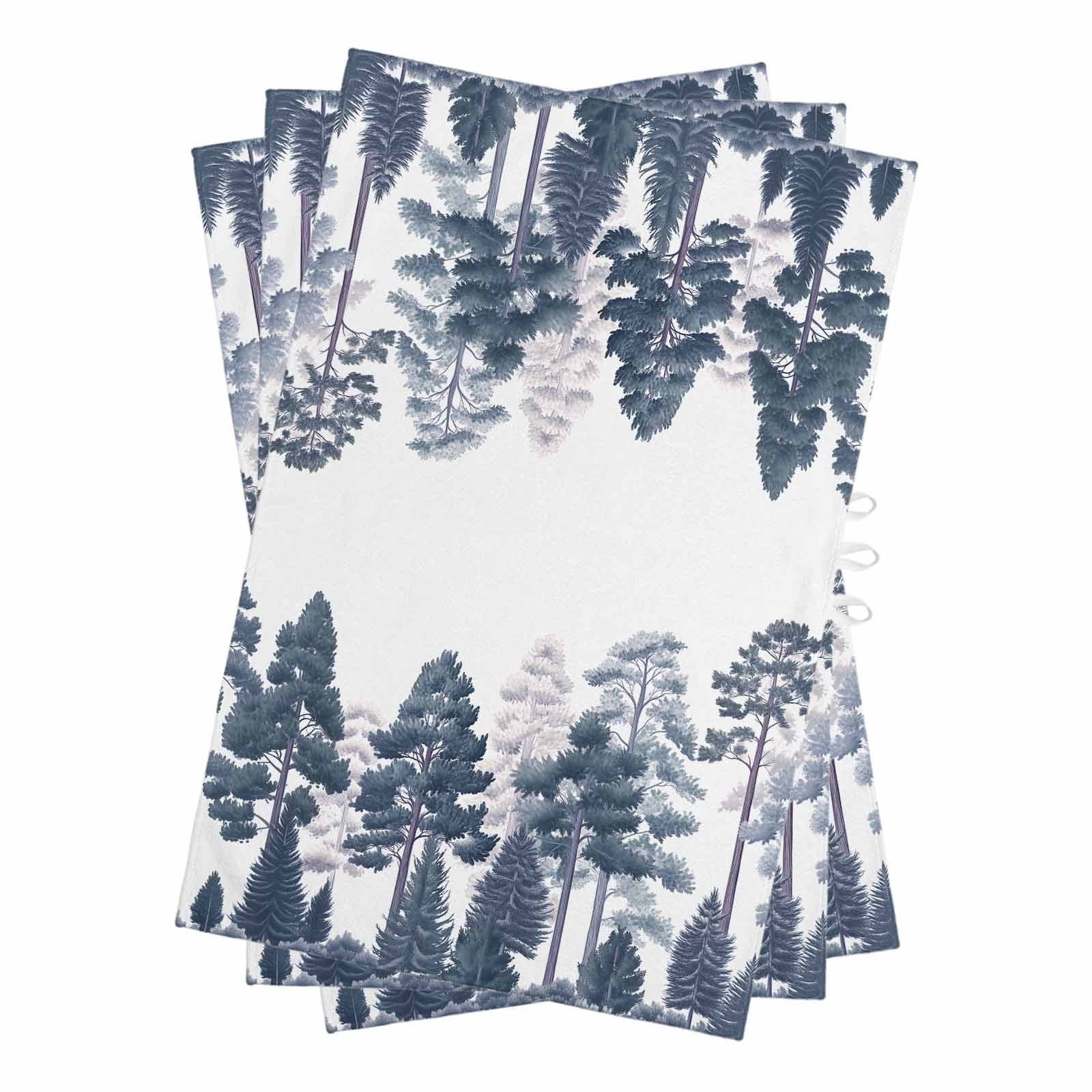 Blue Forests Tree Kitchen Towels Set of 3, Water Absorbent Dish Towel ...