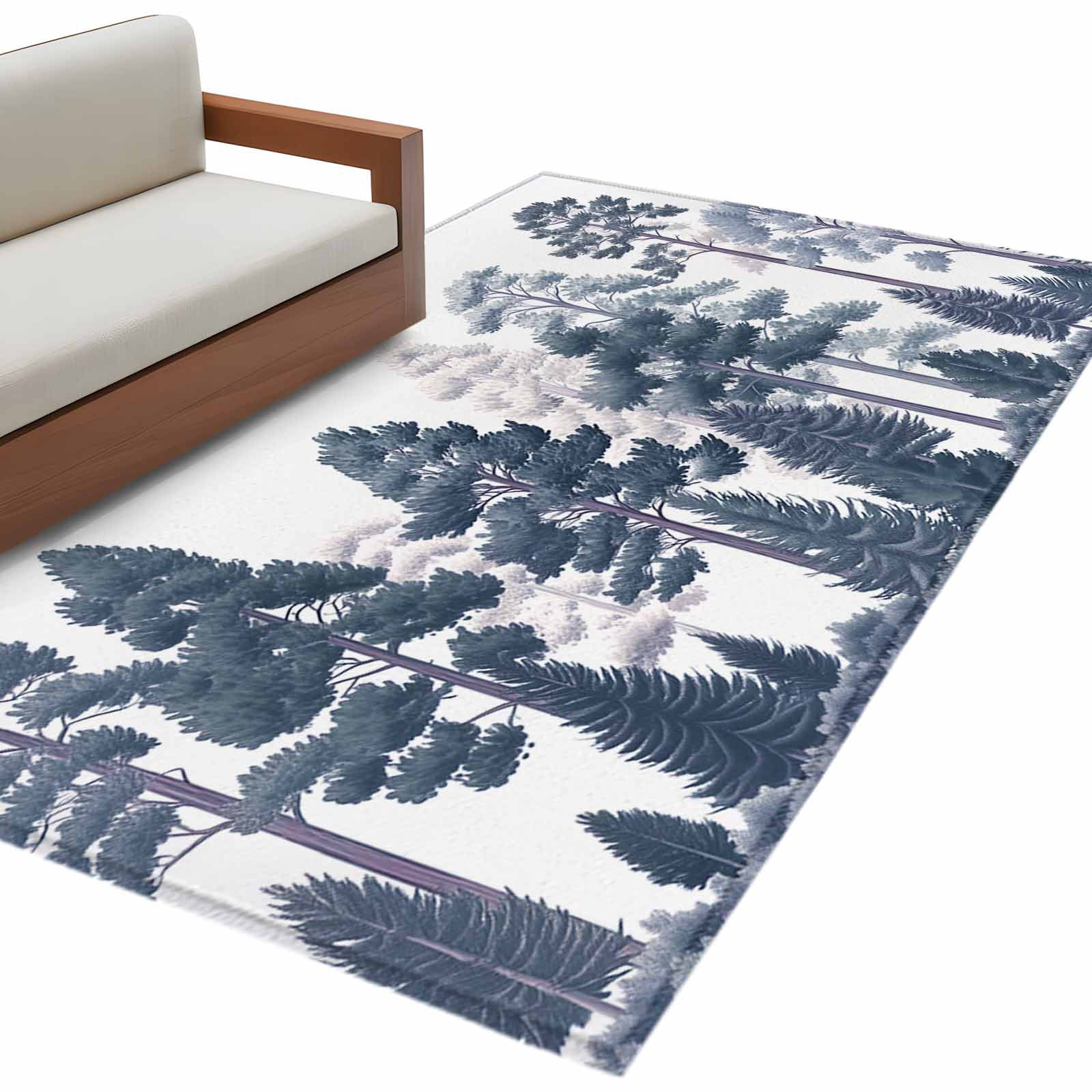 Blue Forests Tree Large Area Rugs for Bedroom Living Room, Soft Non ...