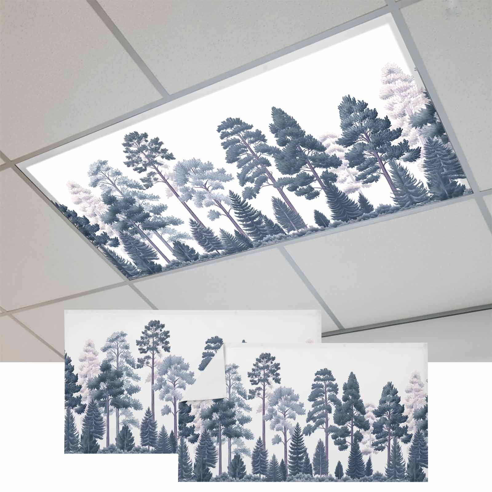 Blue Forests Tree Magnetic Fluorescent Light Covers for Ceiling Lights ...