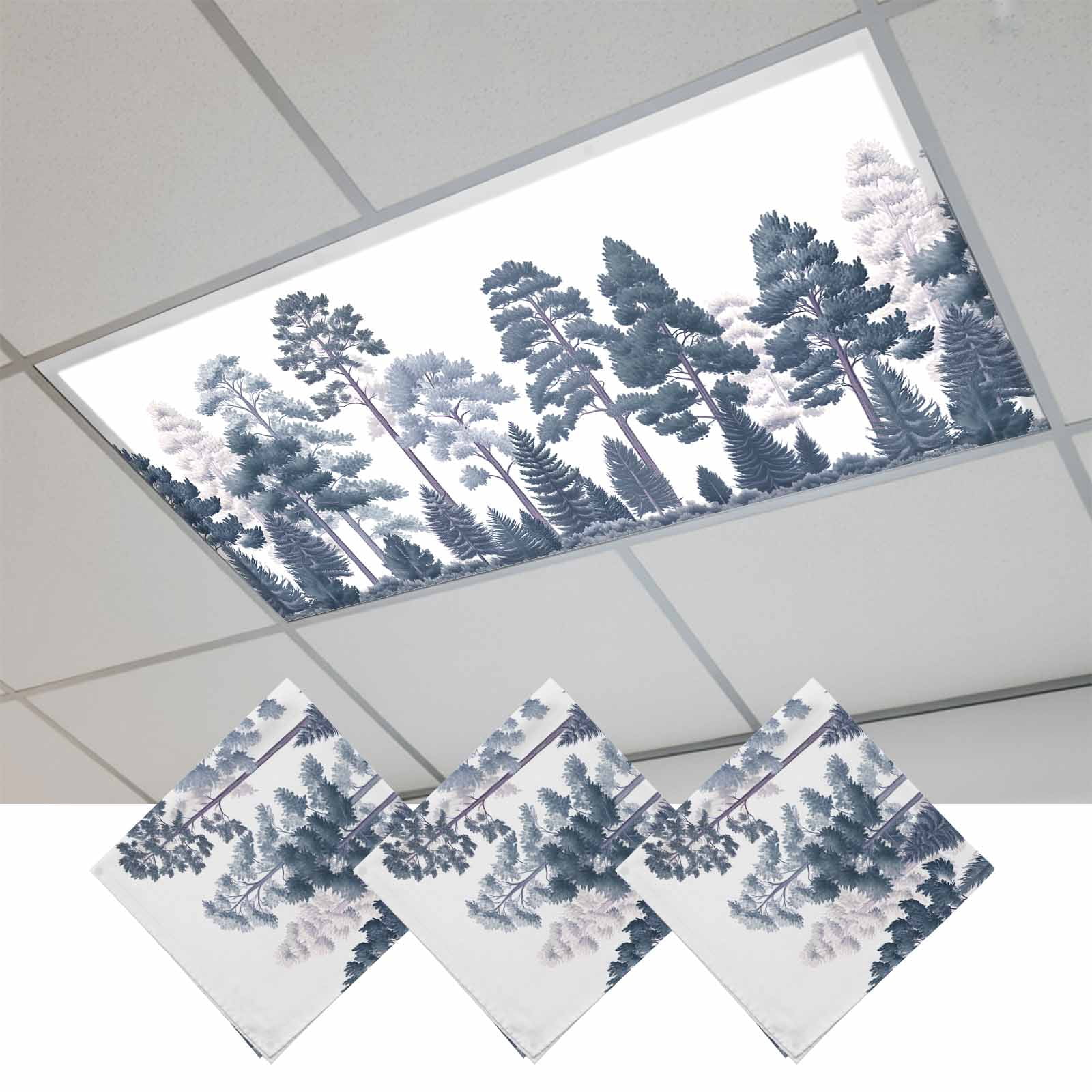 Blue Forests Tree Magnetic Fluorescent Light Covers for Ceiling Lights ...
