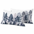 Blue Forests Tree Outdoor Pillow Covers 20"x12" Set of 2,Waterproof ...