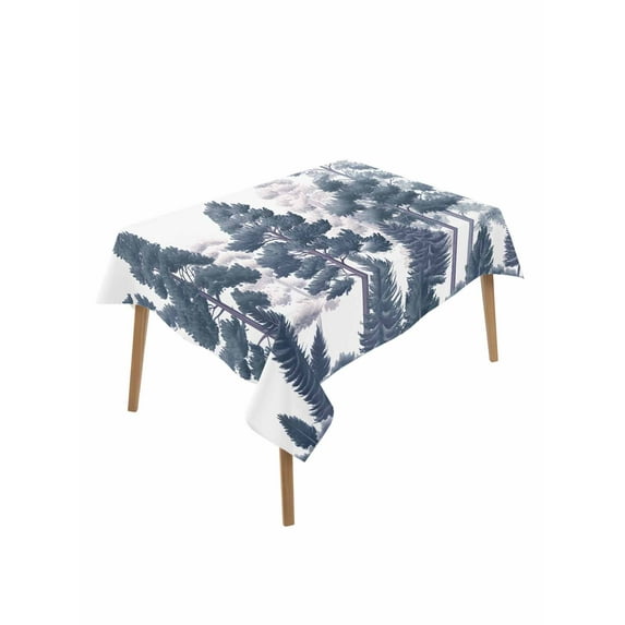 Blue Forests Tree Table Cloth, Pine Maple Trees Nature Pure Color ...