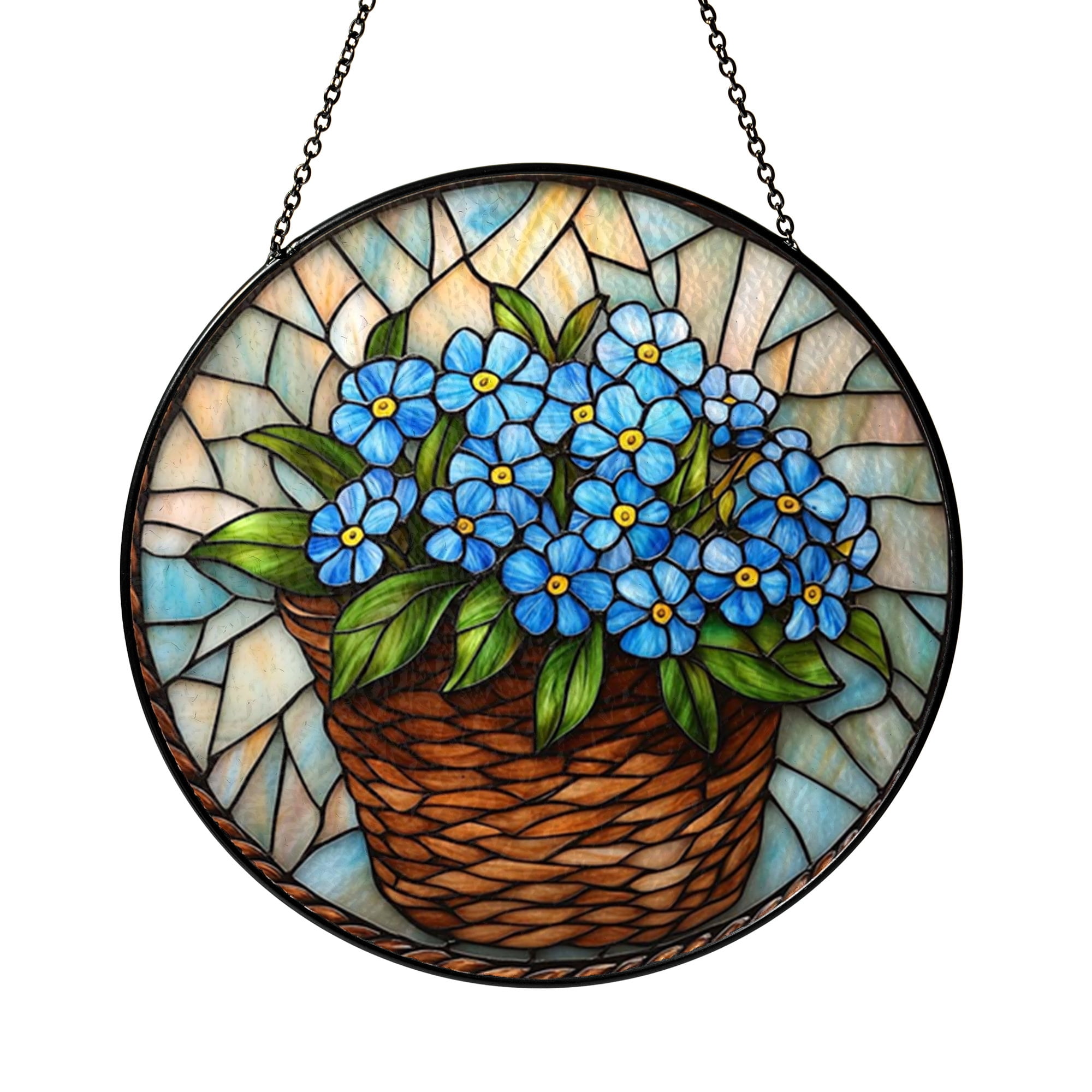 Blue Forget Me Not Flower Window Suncatcher Decor, Artistic Stained ...