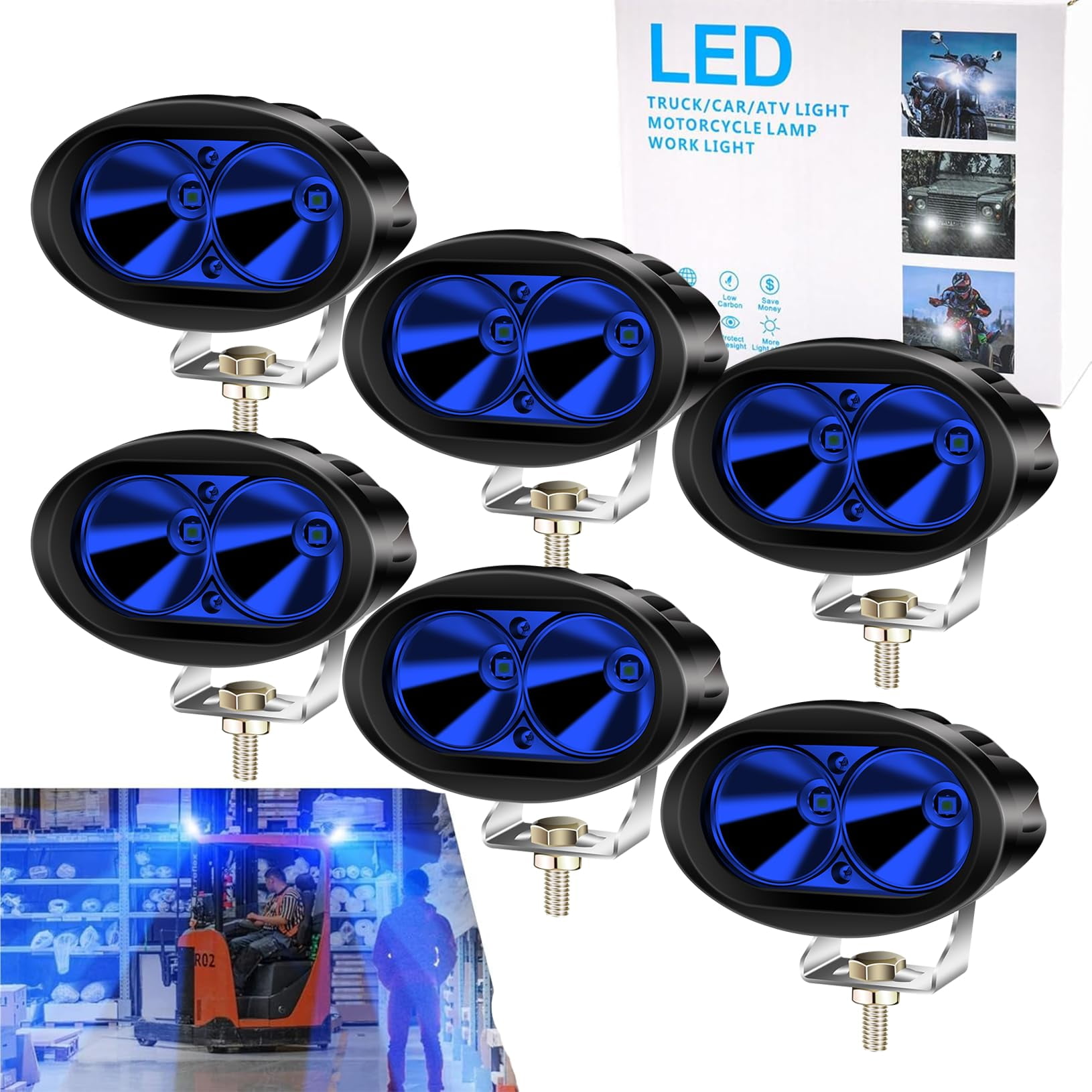 Blue Forklift Lights, 20W Led Oval Spot H2FSDLight 12V-80V 20W Warning ...
