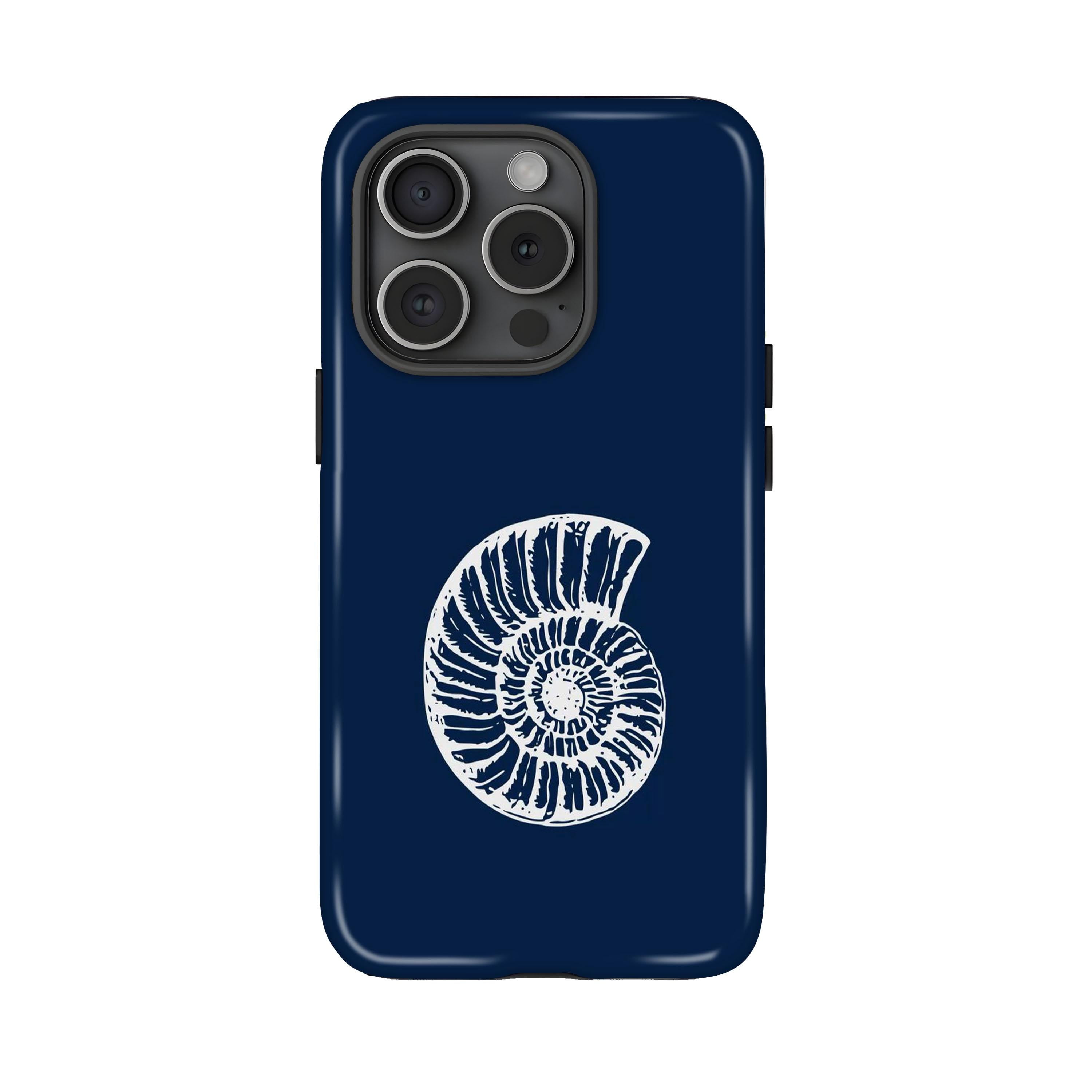 Blue Fossil Spiral Nautilus Shell Pattern Case for iPhone 17 to 11 Pro ...