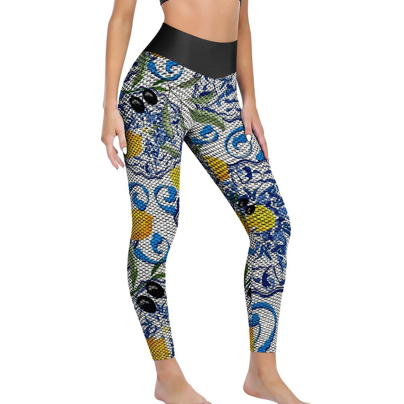 Blue Fower Leggings Falling Teal Sakura Push Up Yoga Pants Funny ...