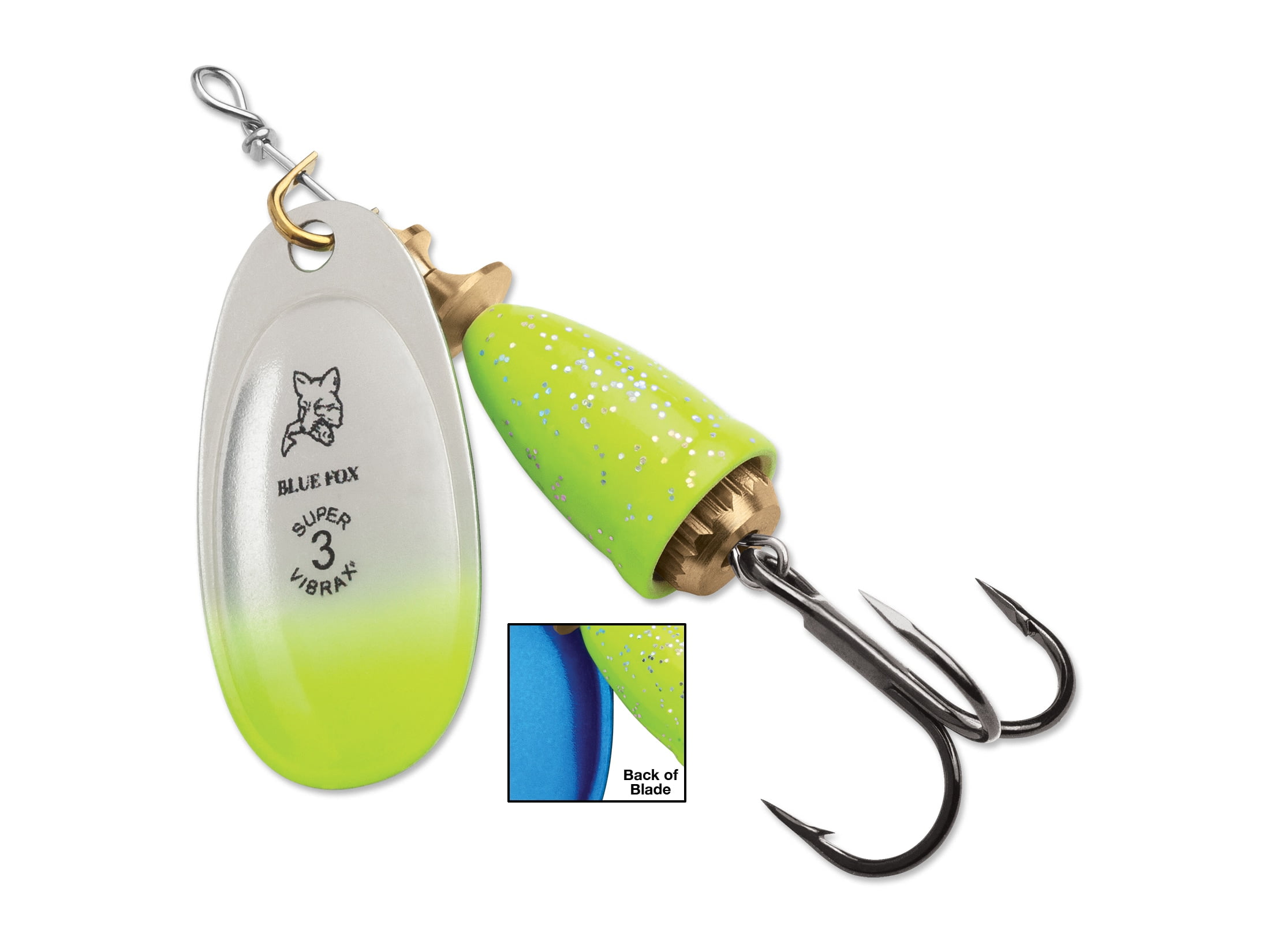 Blue Fox Classic Vibrax Candyback Series Inline Spinner Chartreuse Blue ...
