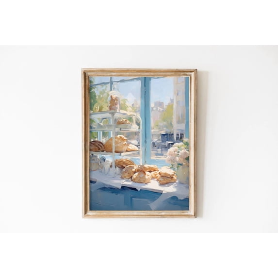 Blue French Bakery Paris Pastry Shop Home Wall Decor Unframed Paper ...