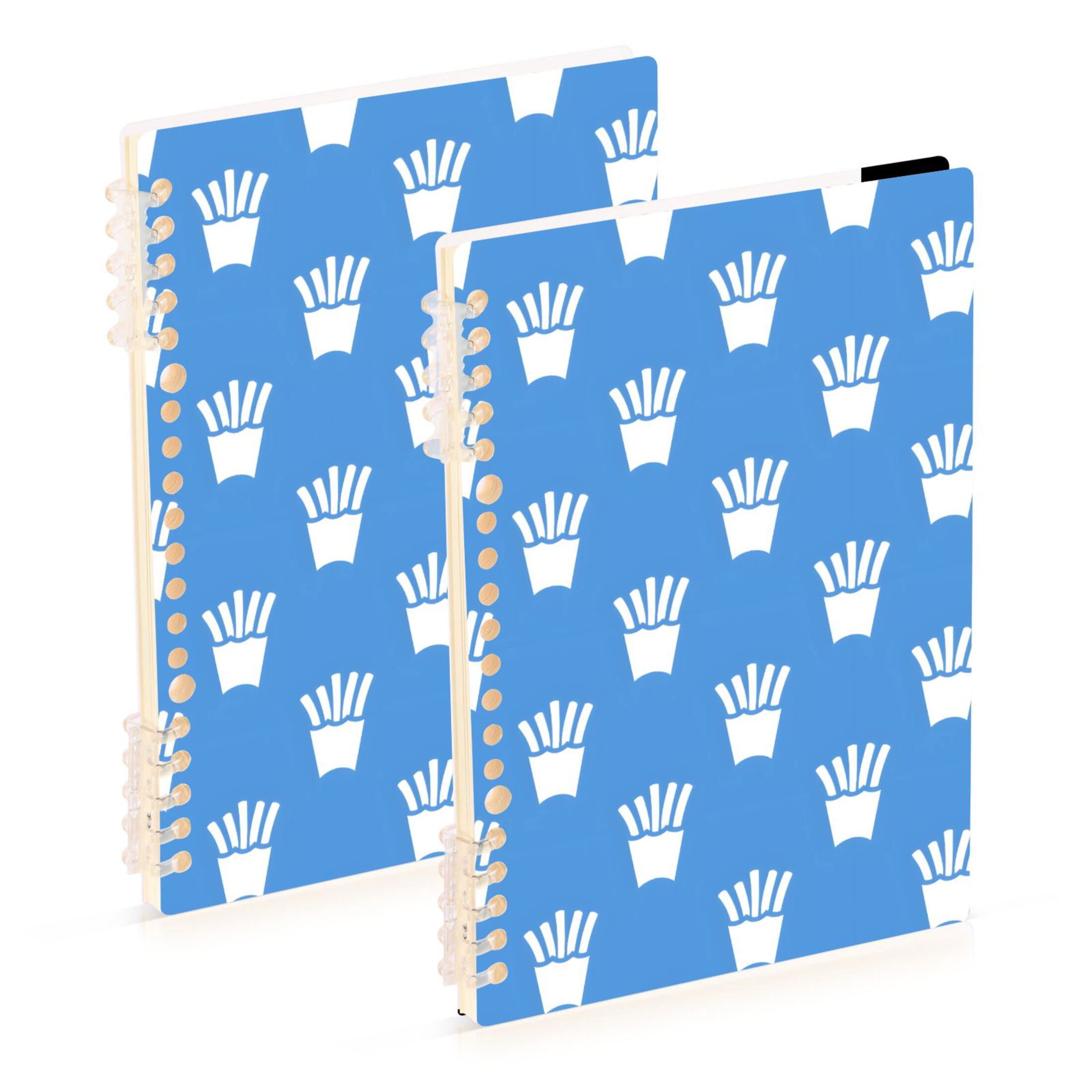 Blue French Fries Pattern A5 Notebook Set of 2 Refillable 60 Sheets ...