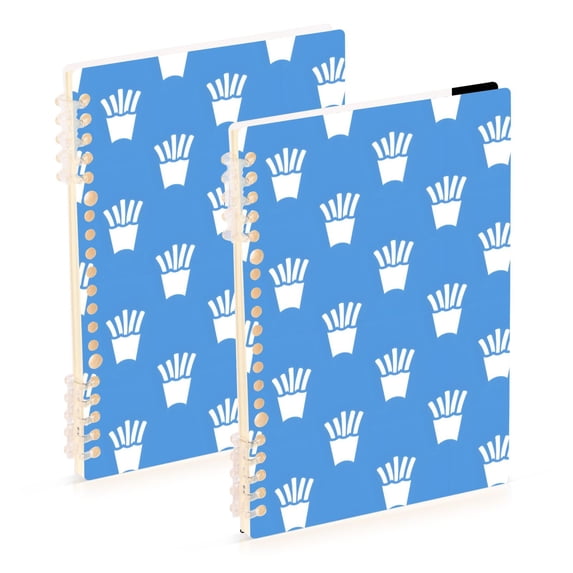 Blue French Fries Pattern A5 Notebook Set of 2 Refillable 60 Sheets ...