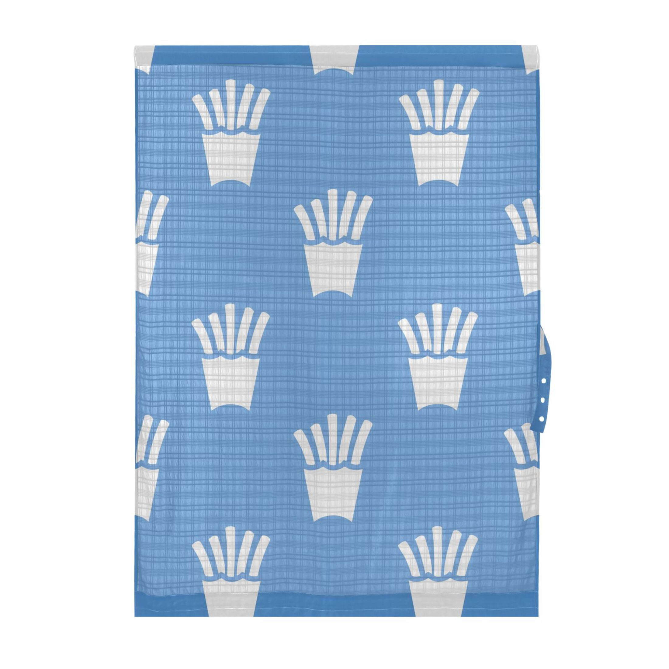 Blue French Fries Pattern Door Curtain Sheer Privacy Light Filtering ...