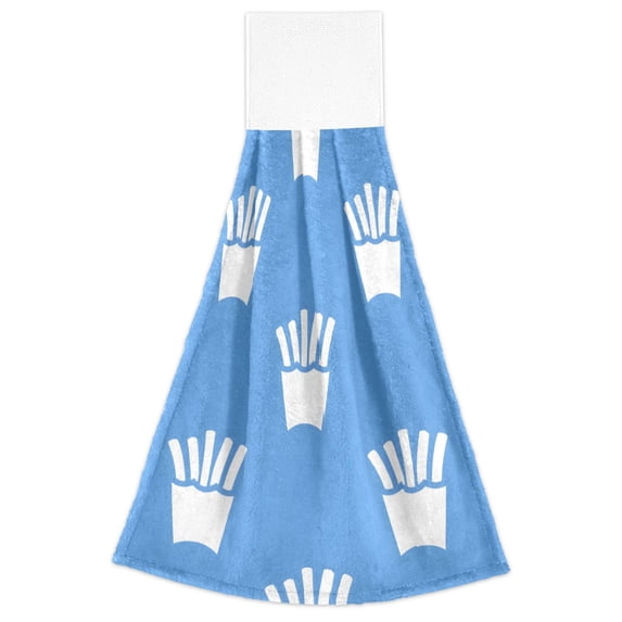 Blue French Fries Pattern Hand Towels 2 Pack Quick Dry Velvet Soft with ...