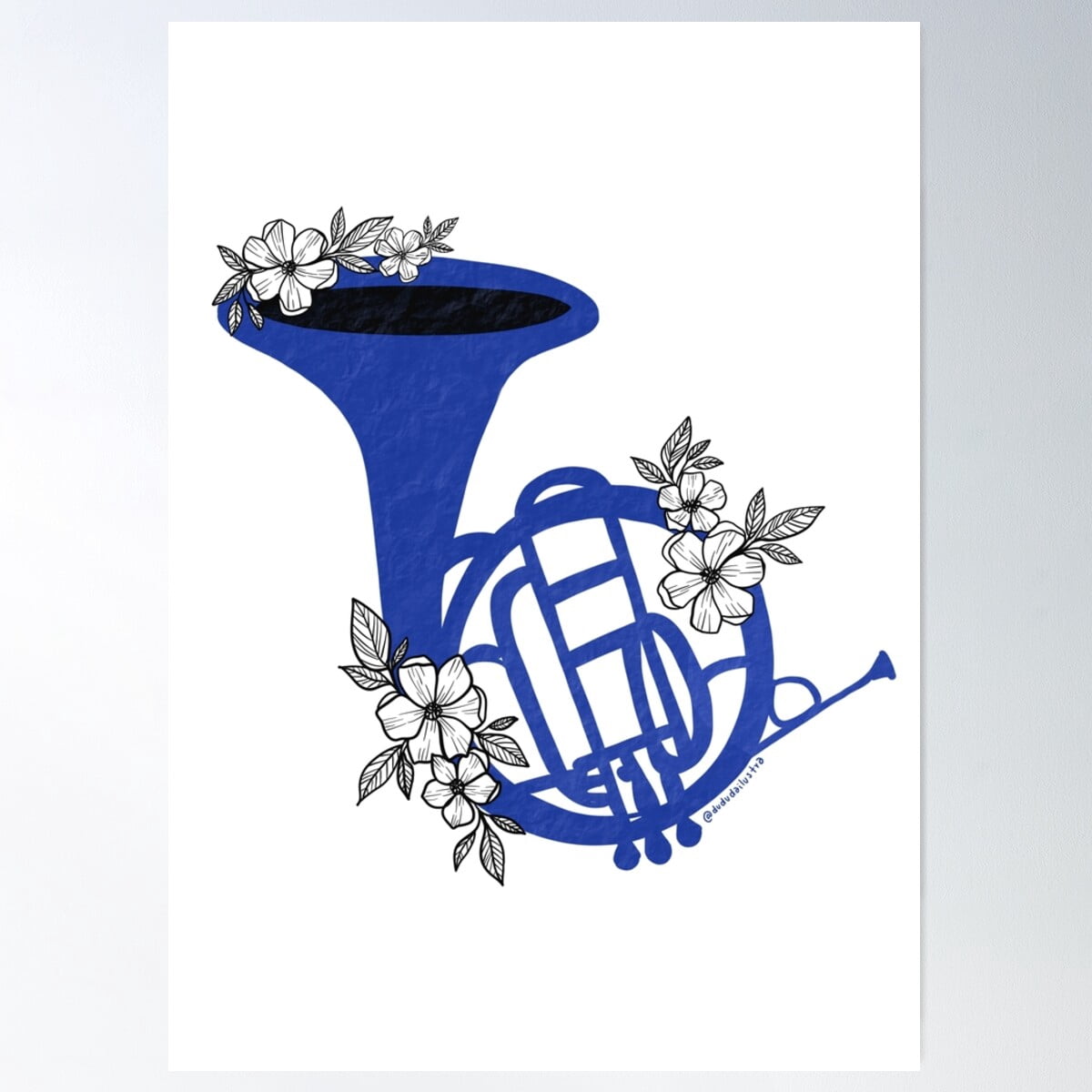 Blue French Horn Poster Wall Art, Modern Wall Decor For Living Room ...