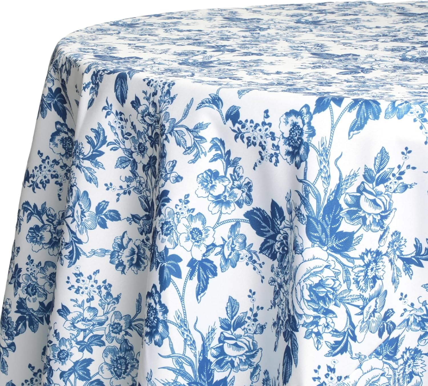Blue French Toile Rustic Tablecloth 120 Inch for Holiday Parties Dining ...