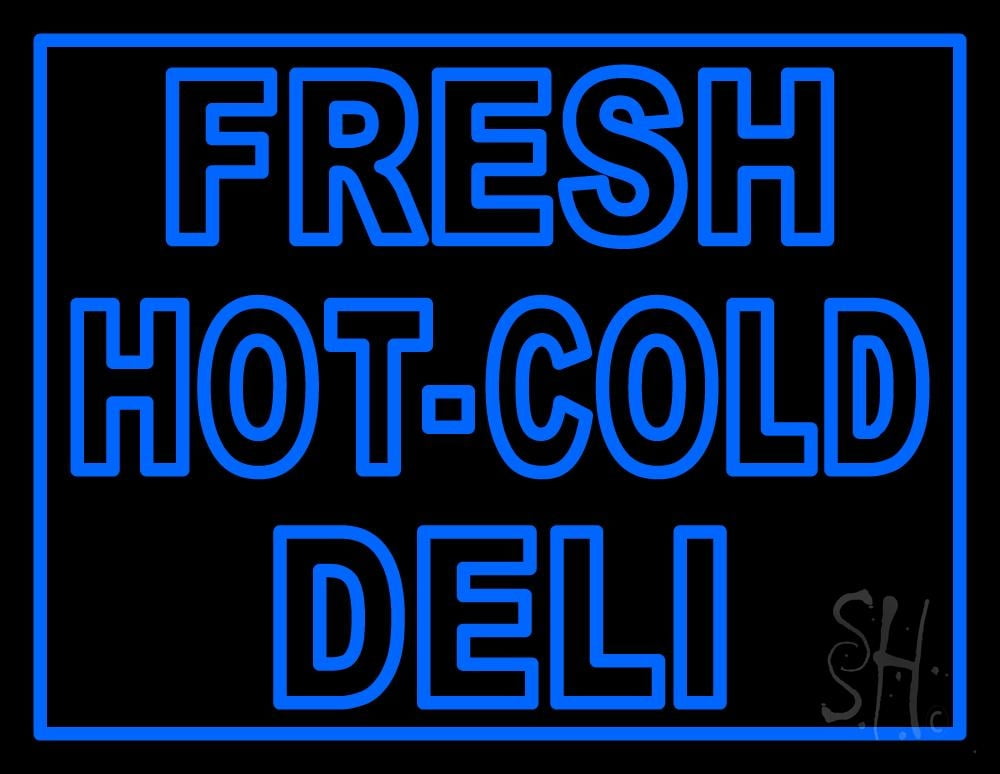 Blue Fresh Hot Cold Deli LED Neon Sign 15 x 19 - inches, Clear Edge Cut ...