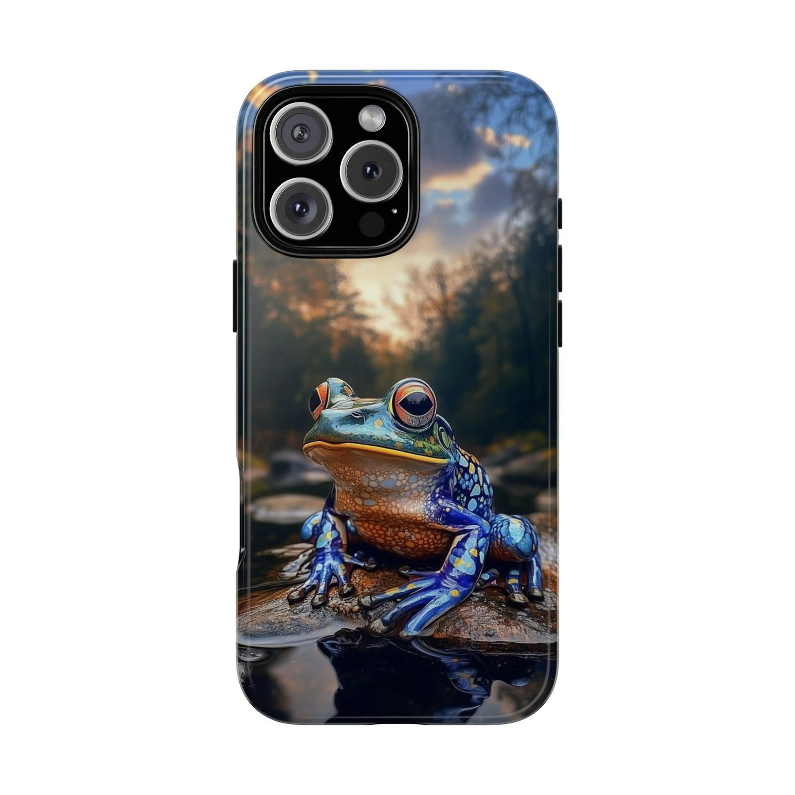 Blue Frog Abstract Amphibian Phone Case for iPhone 11 to 16 Pro Max ...