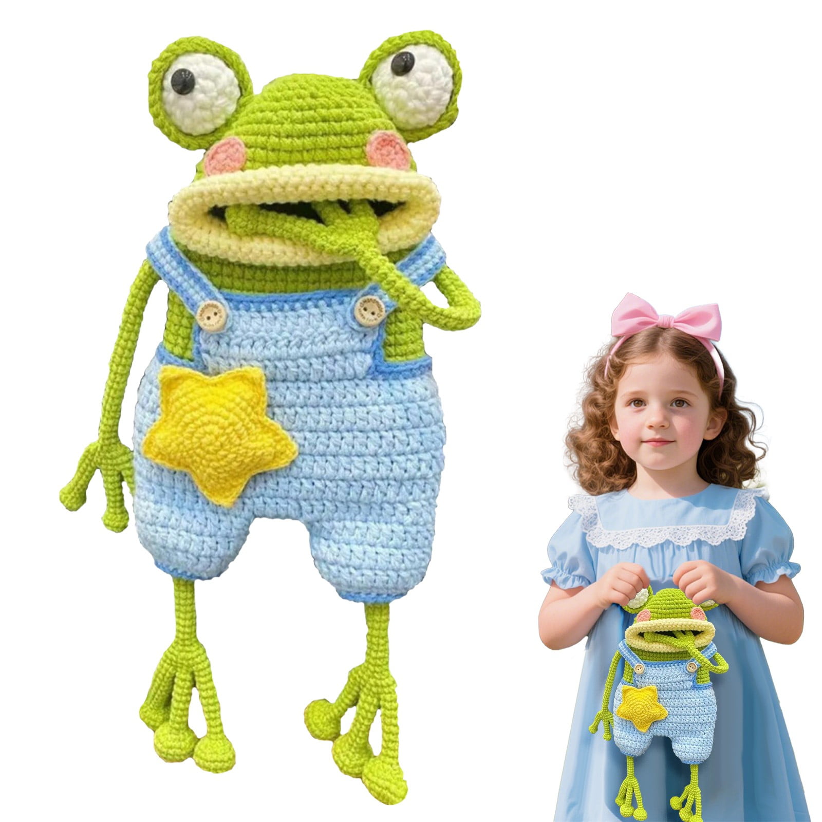 Blue Frog Crochet Kit for Beginners - Big Lips Frog Phone & Snack Bag ...