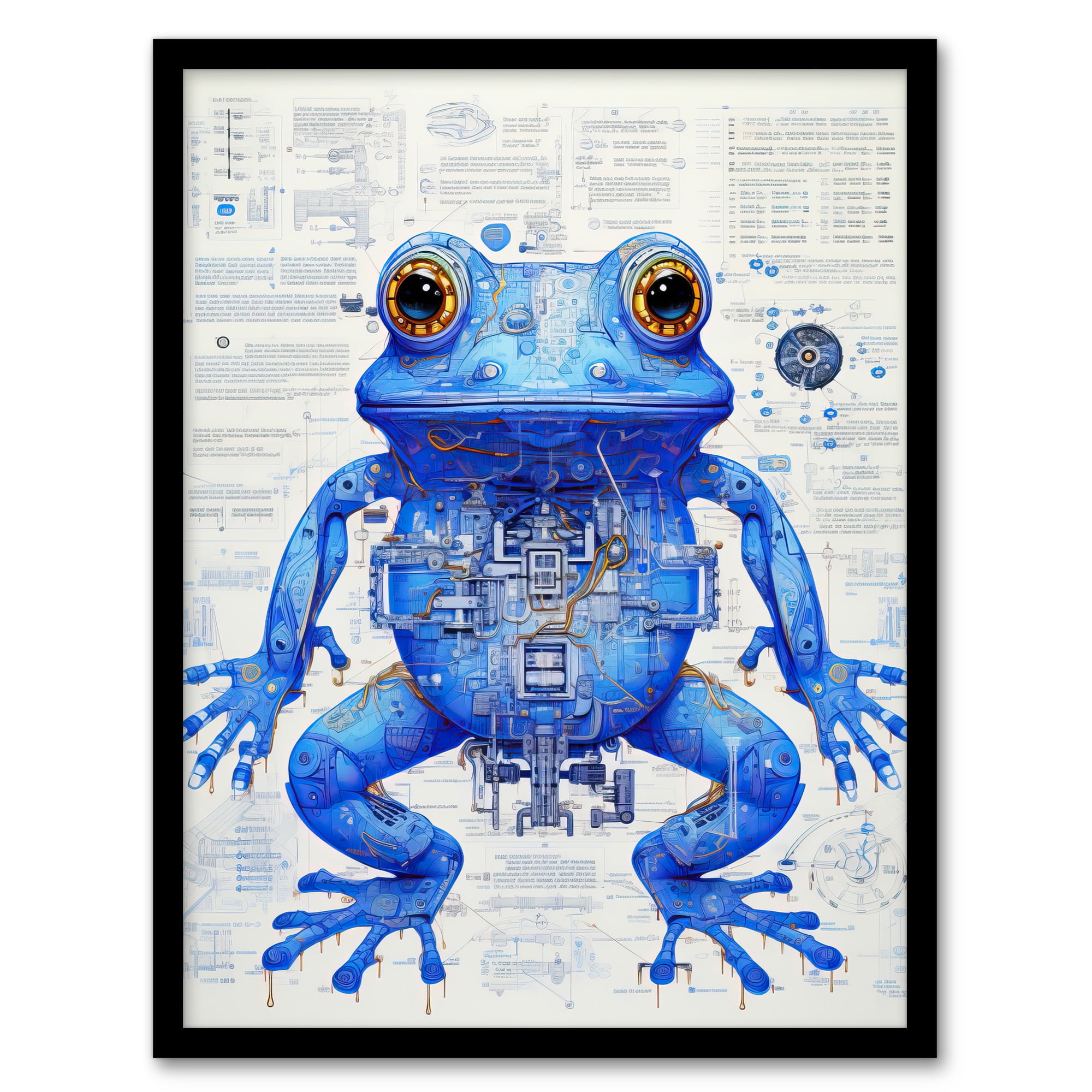 Blue Frog Robot Hybrid Schematic Blueprint Futuristic Secret Complex ...