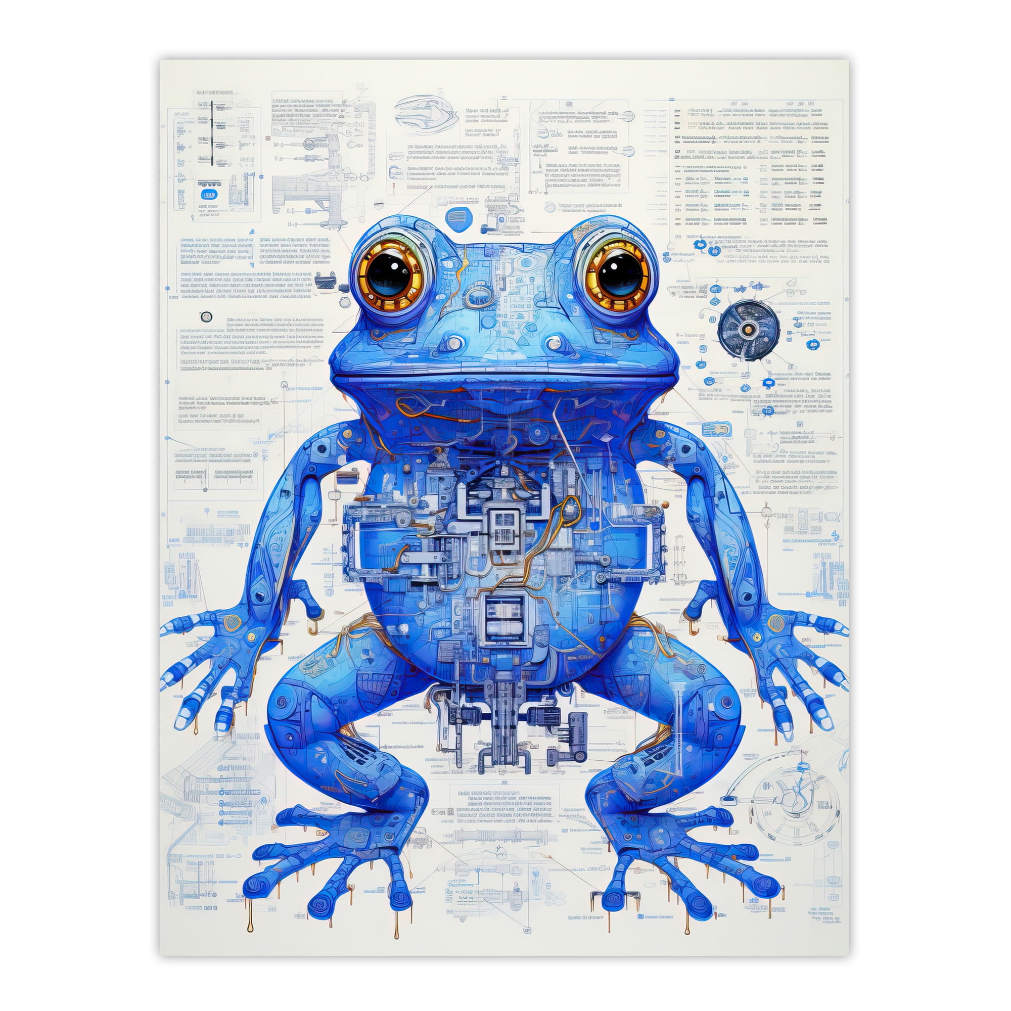 Blue Frog Robot Hybrid Schematic Blueprint Futuristic Secret Complex ...