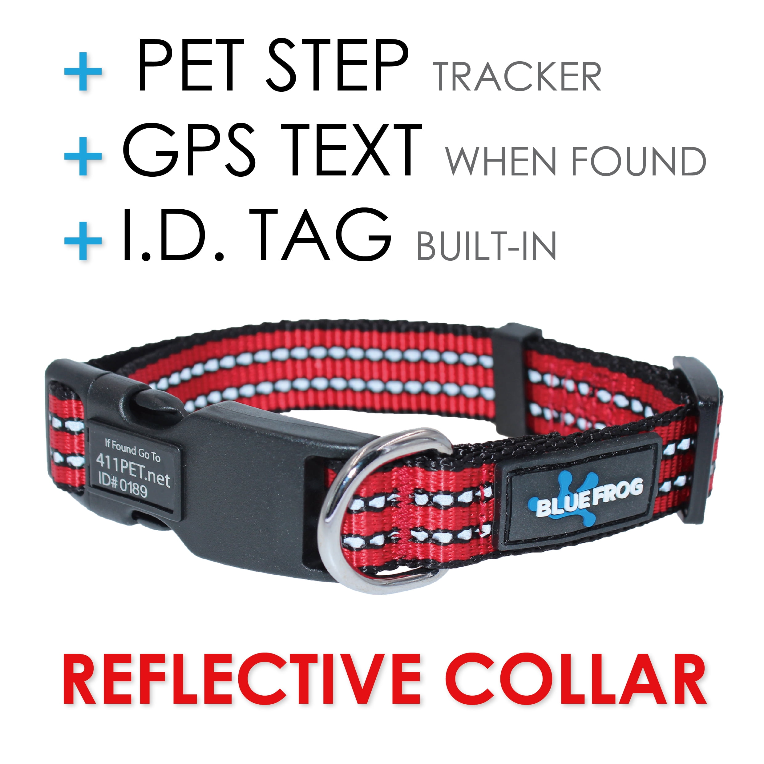 Blue Frog Track N Guard Rugged Nylon Tracking Dog Collar, Red, Large ...