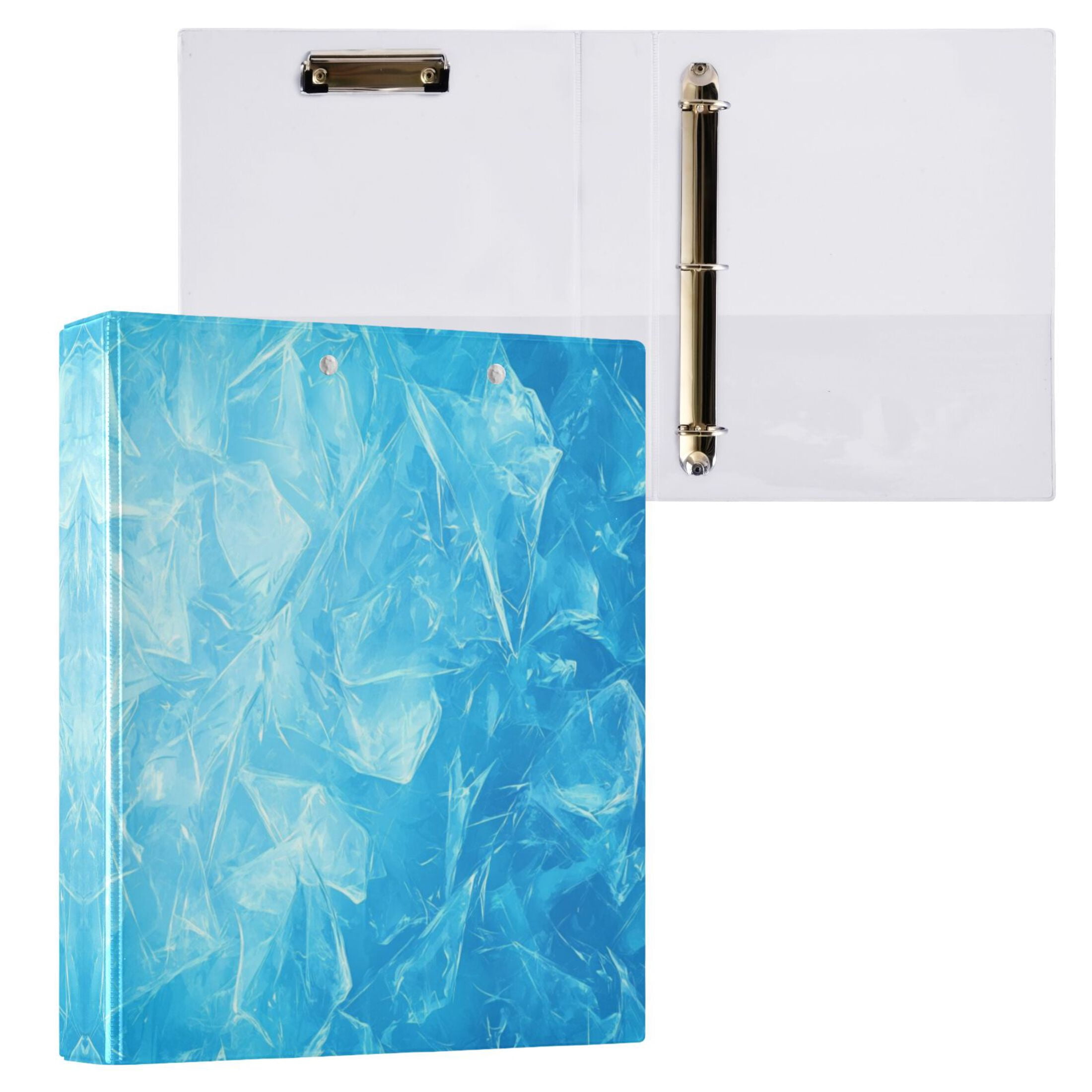 Blue Frozen Ice Background 3 Ring Hardcover Binders 1.5in Round Rings ...