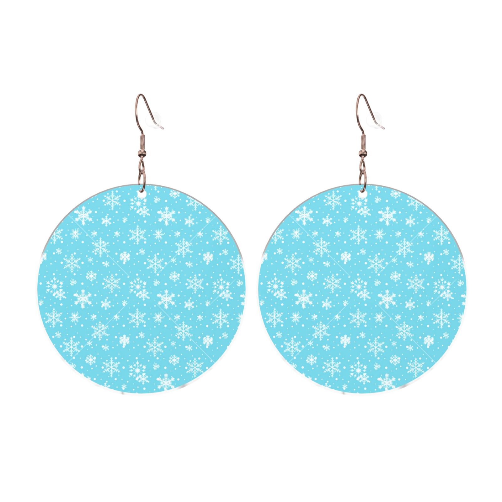 Blue Frozen Snowflake Dangle Round Acrylic Drop Circle Earrings For ...