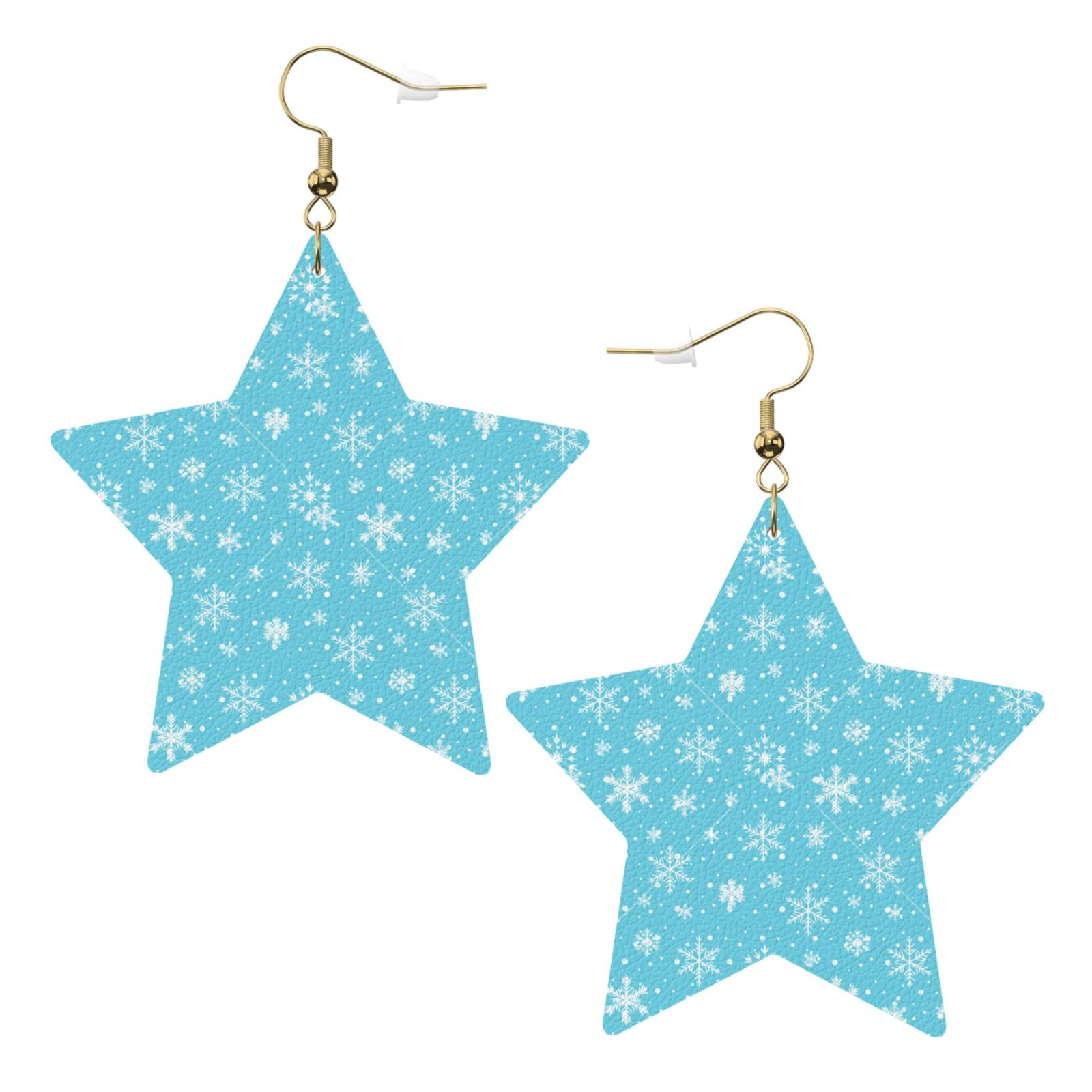 Blue Frozen Snowflake Leather Heart Earrings Dangle For Women Trendy ...