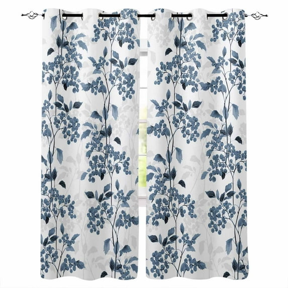 Blue Fruit Blackout Curtains 84 Inches Long, Vintage Plant Nature ...