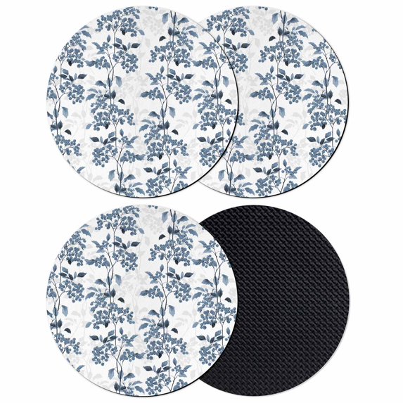 Blue Fruit Coasters Set of 4, Vintage Plant Nature Botanical Flower ...