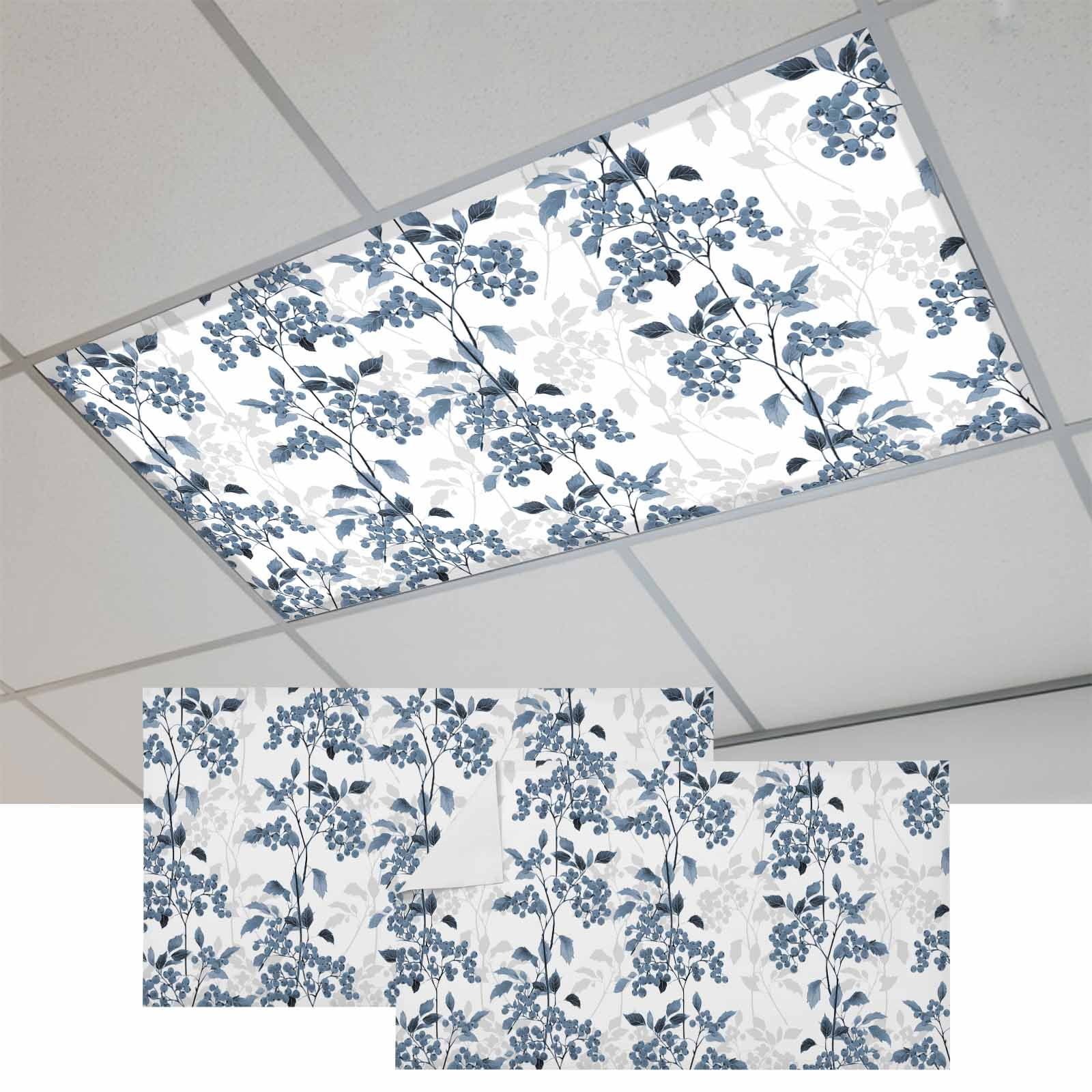 Blue Fruit Fluorescent Light Covers, Vintage Plant Nature Botanical ...
