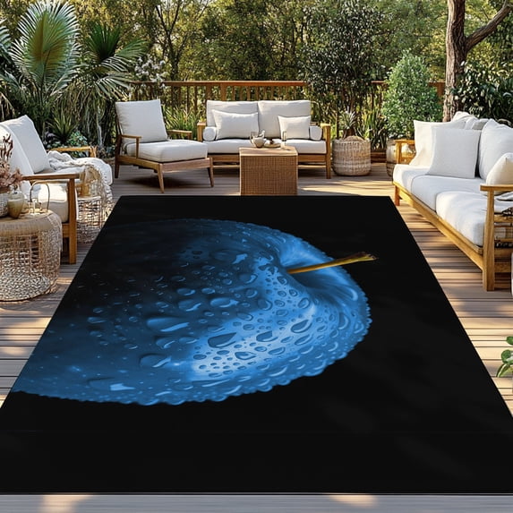 Blue Fruit Indoor Outdoor Rugs 4x6 Ft, Berry Drops Modern Classic ...