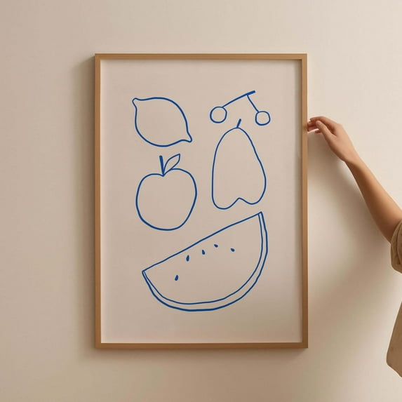 Blue Fruit Poster Minimalist Kitchen Wall Art Home Decor Wall Art ...