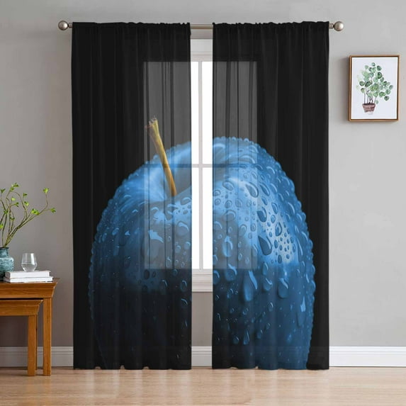Blue Fruit Sheer Curtains 84 Inches Long 2 Panels Set, Window Sheer ...
