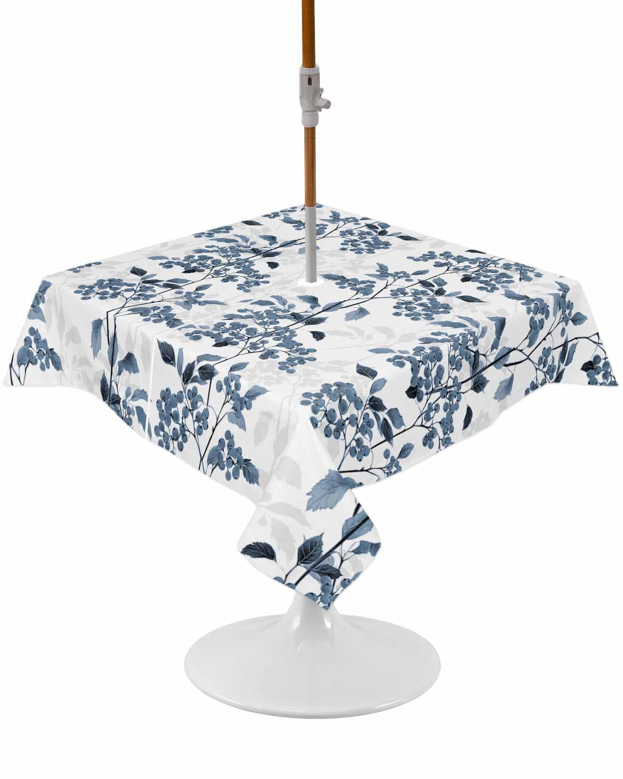 Blue Fruit Square Outdoor Tablecloth, Waterproof Table Cloth Cover with ...