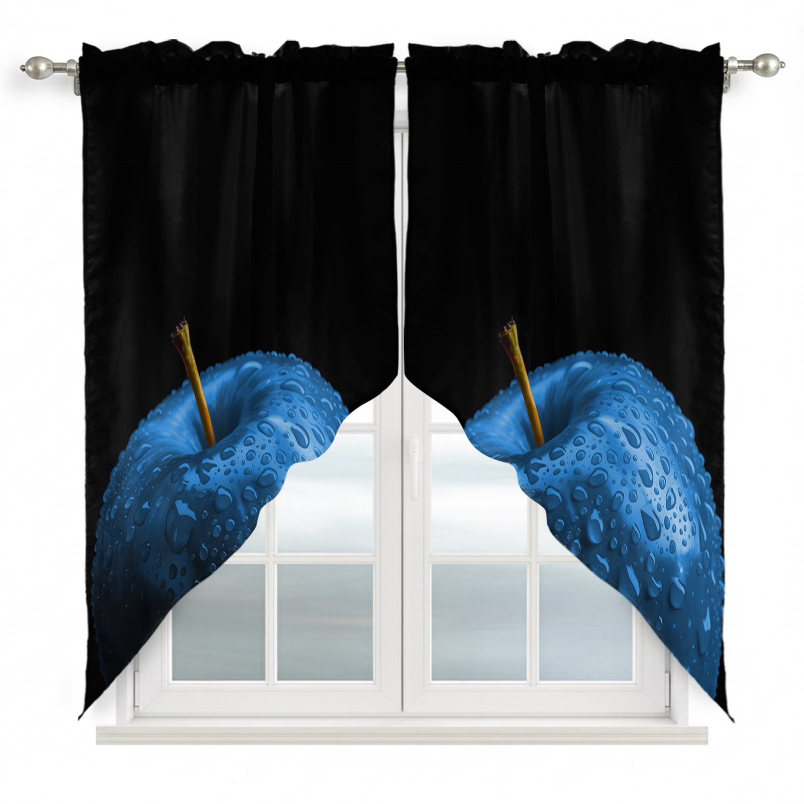 Blue Fruit Swag Curtain Valance for Window 2 Panels Berry Drops Modern ...