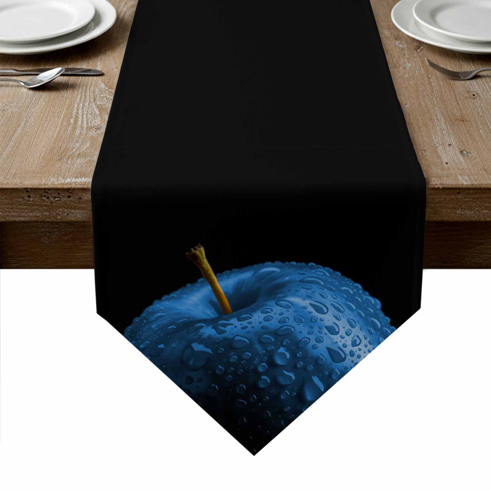 Blue Fruit Table Runner Linen Burlap Table Runner 72 Inches Long Modern ...