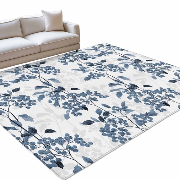 Blue Fruit Washable Rug 2.7x5 Area Rug for Living Room Bedroom Non Slip ...