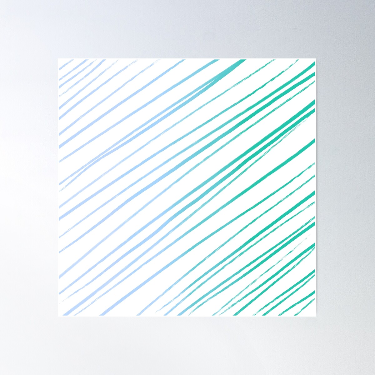 Blue Funky Funny Lines Poster Wall Art, Modern Wall Decor For Living ...