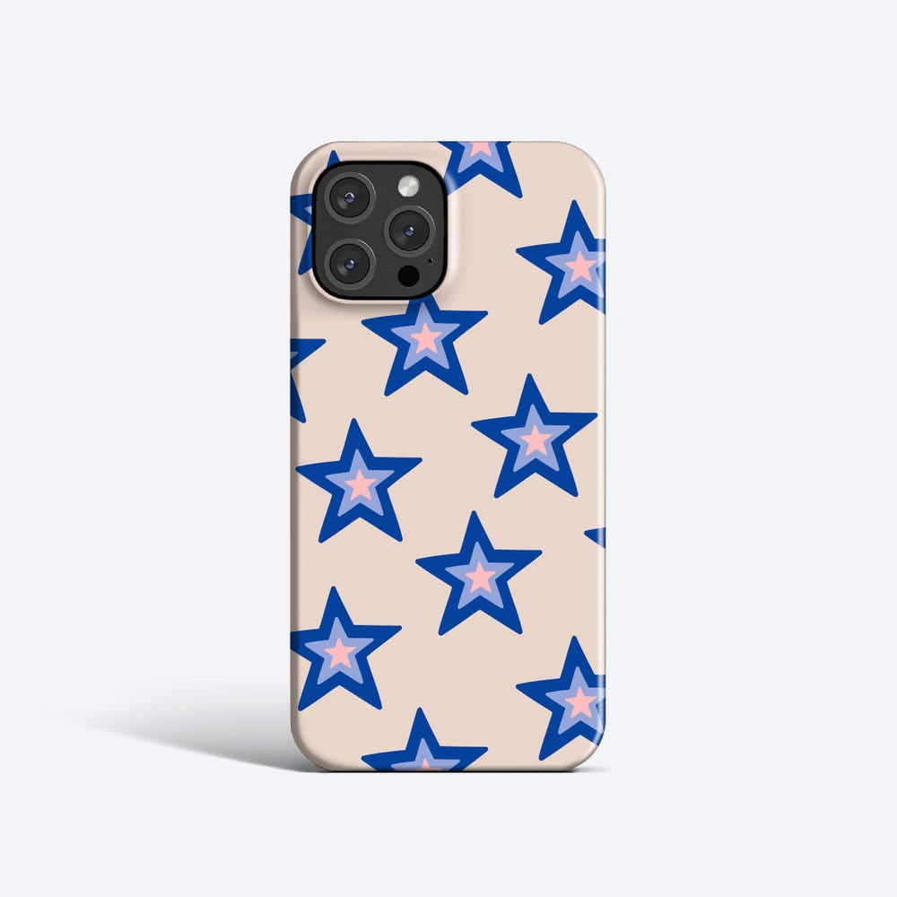 Blue Funky Stars Pattern Phone Case for iPhone 11-17 Pro Max Compatible ...