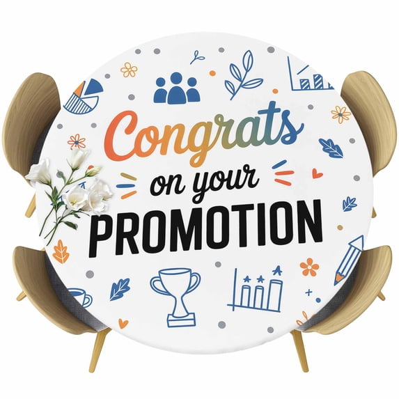 Blue Funny Words Round Tablecloth, Fitted Table Cover with Elastic for ...