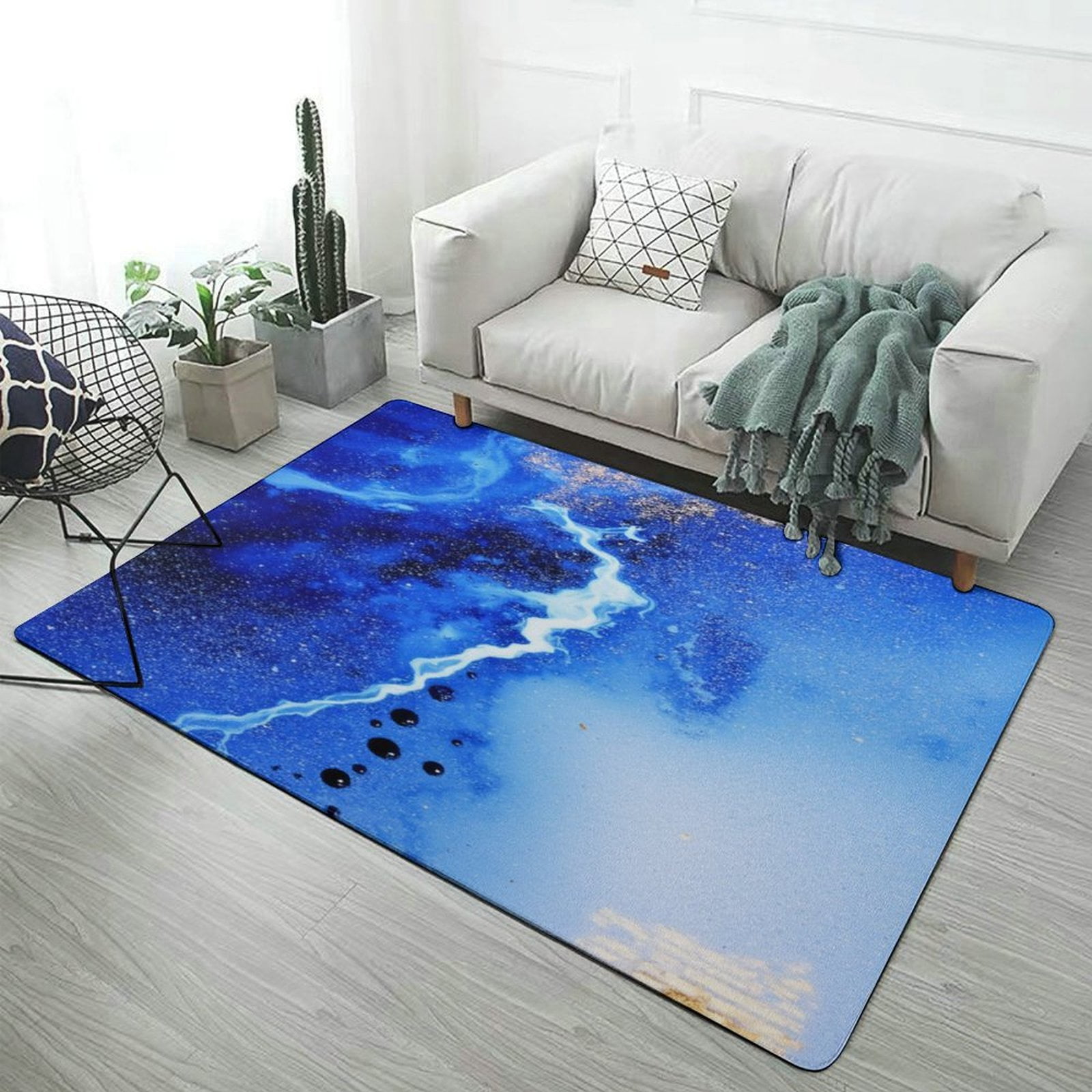 Blue Galaxy Abstract Art Area Rugs Soft Carpet Suitable for Living Room ...