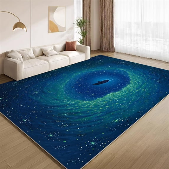 Blue Galaxy Area Rugs, Dream Sky Blue Galaxy Carpet, Washable Non Slip ...