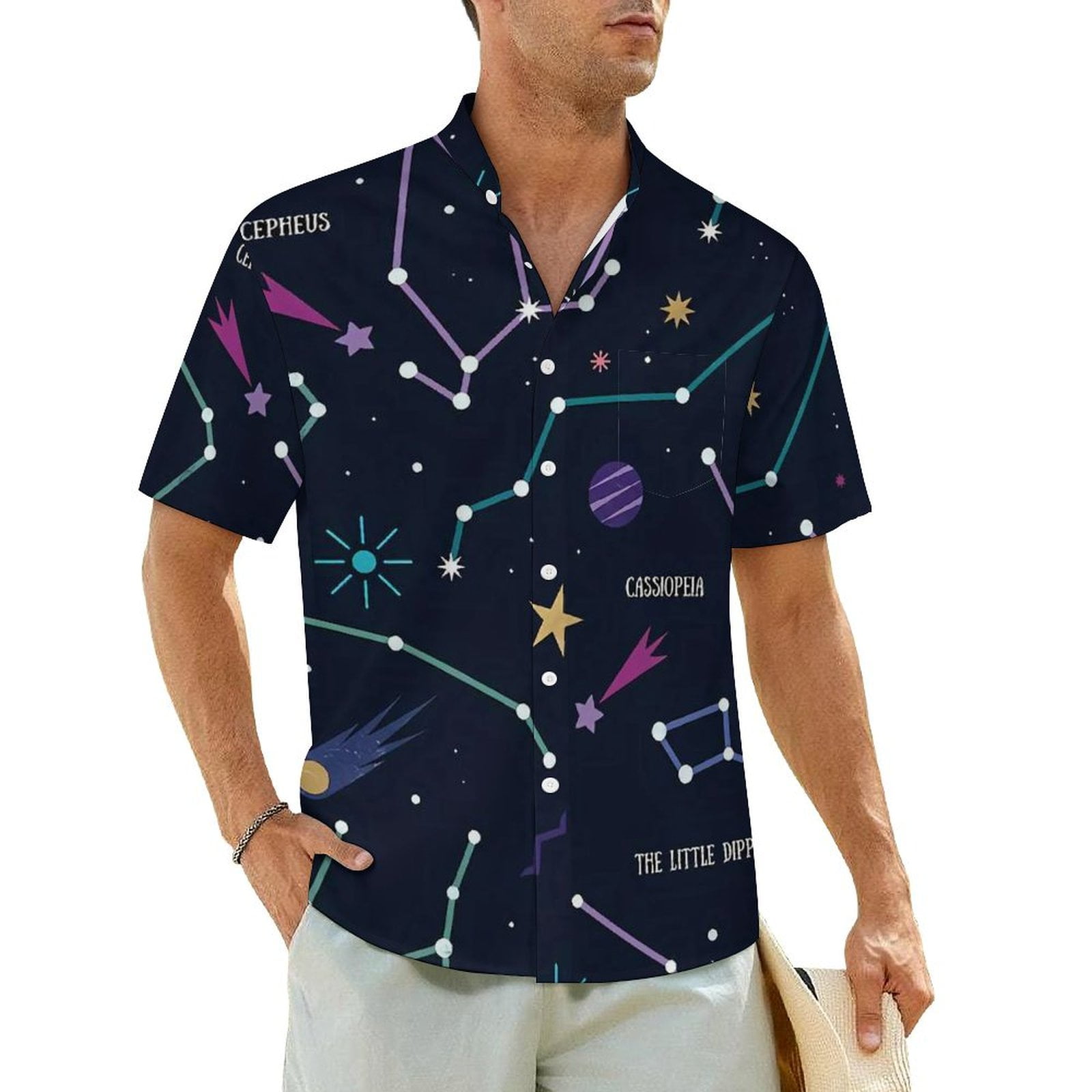 Blue Galaxy Hawaii Shirt For Mens Beach Sky Map Constellation Astronomy ...