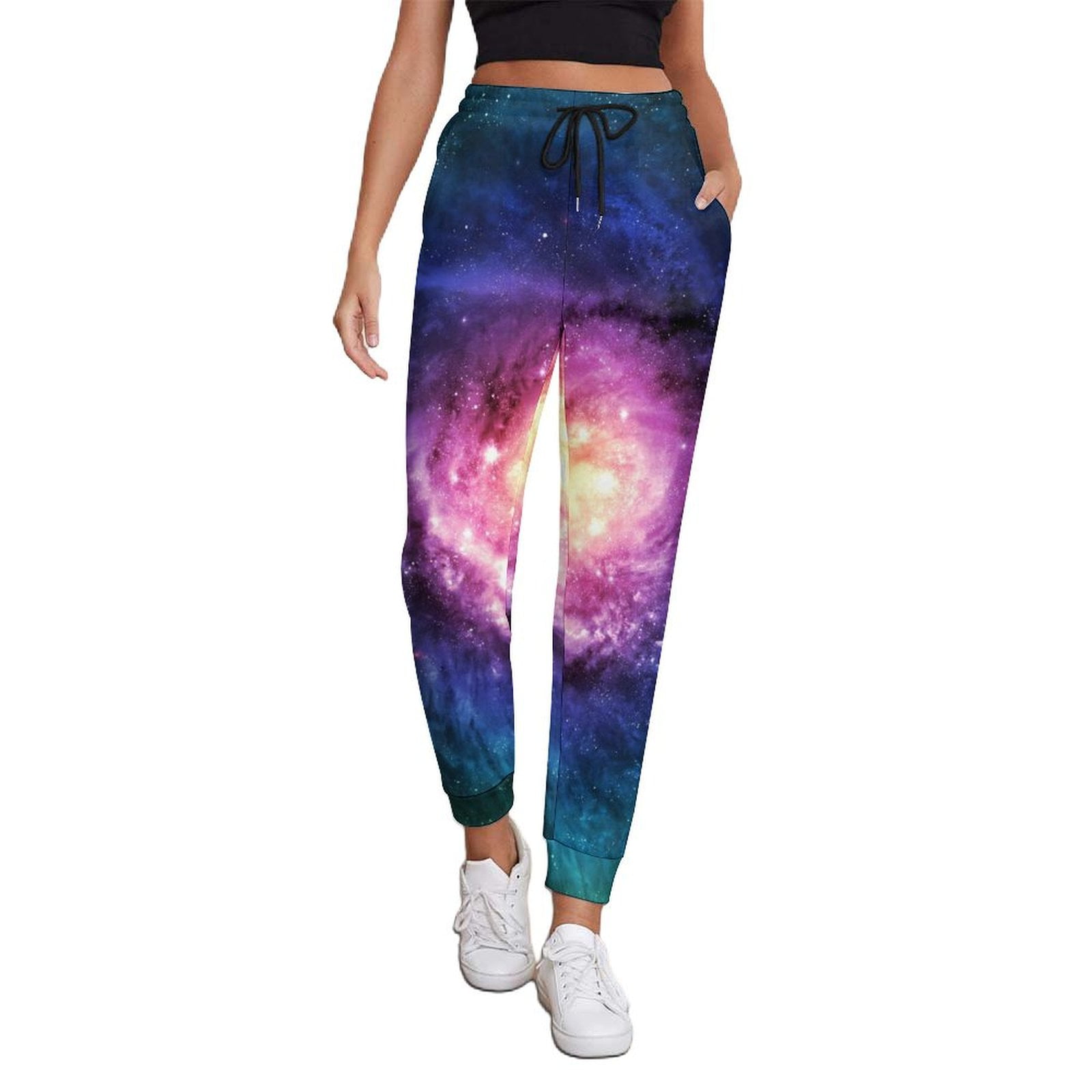 Blue Galaxy Print Jogger Pants Spring Space Stars Classic Sweatpants Women Aesthetic Design ...
