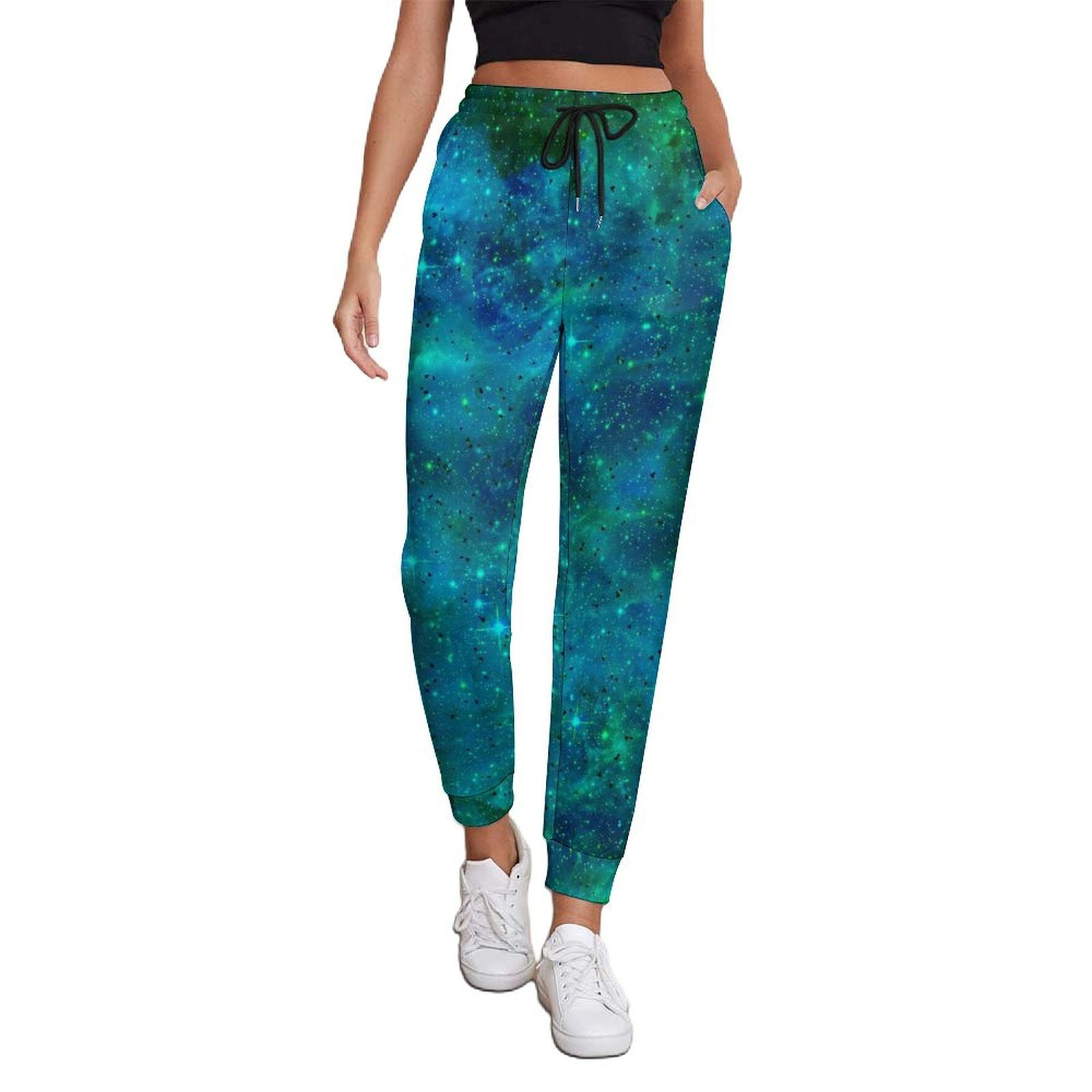 Blue Galaxy Print Jogger Pants Spring Space Stars Classic Sweatpants Women Aesthetic Design ...