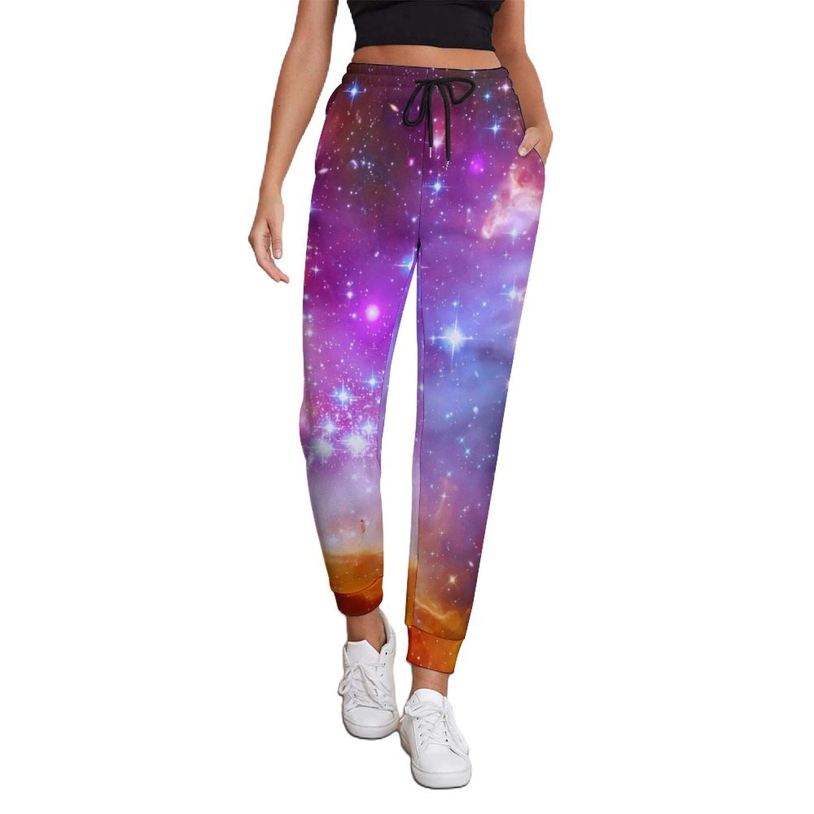 Blue Galaxy Print Jogger Pants Spring Space Stars Classic Sweatpants Women Aesthetic Design ...