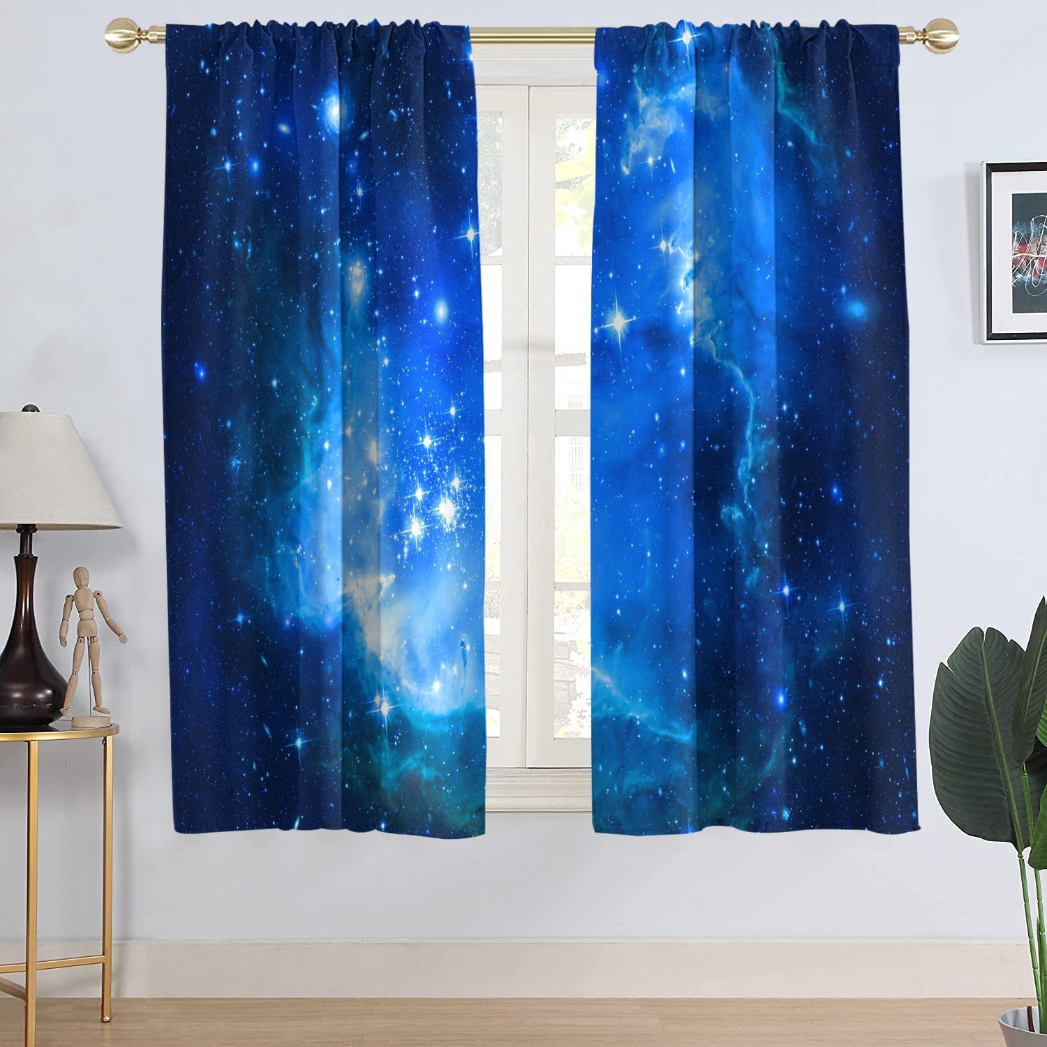 Blue Galaxy Window Curtain Space Boys Kids Celestial Universe Teen ...