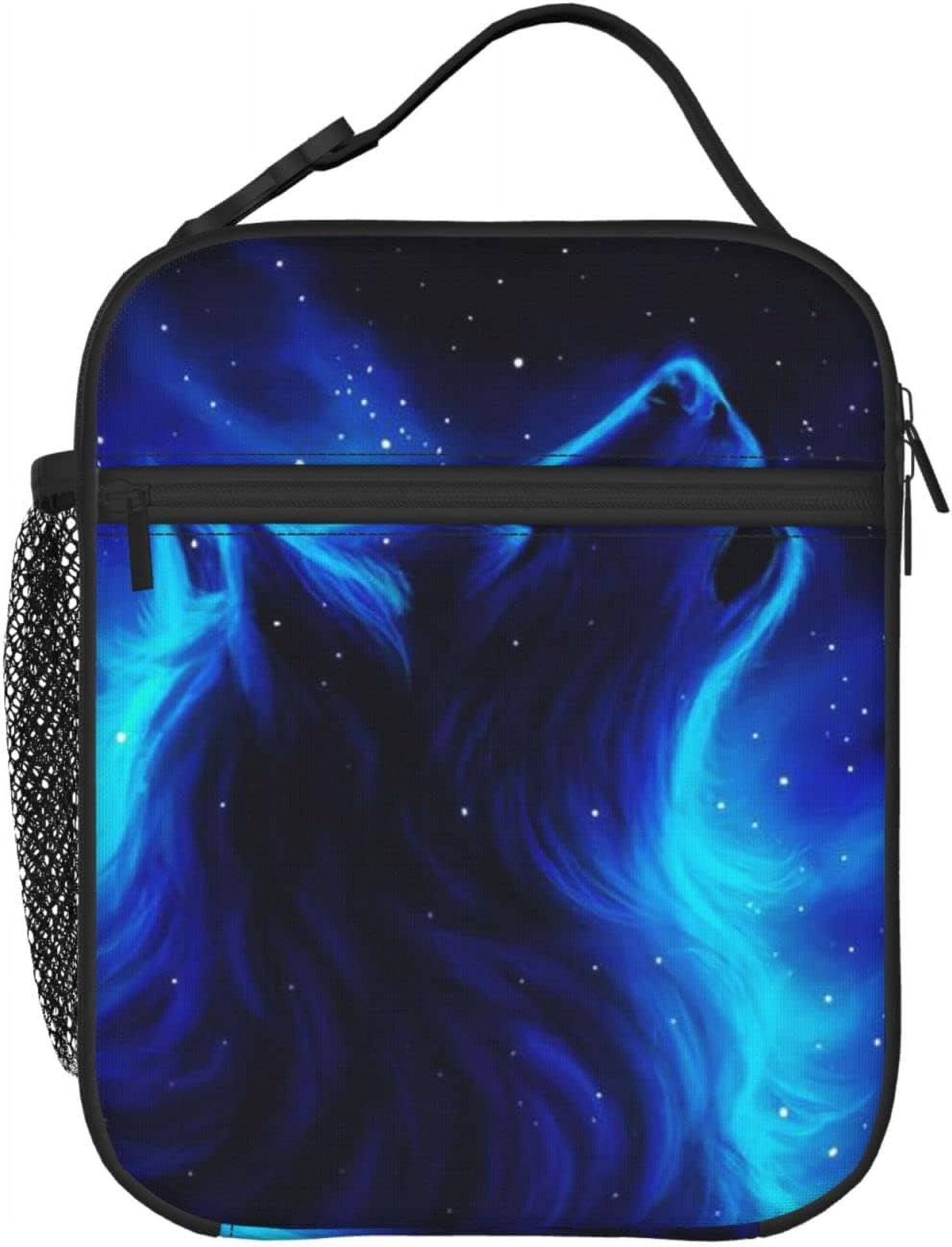 Blue Galaxy Wolf Lunch Box - Insulated Lunch Bags for WomenMenWomenMen ...