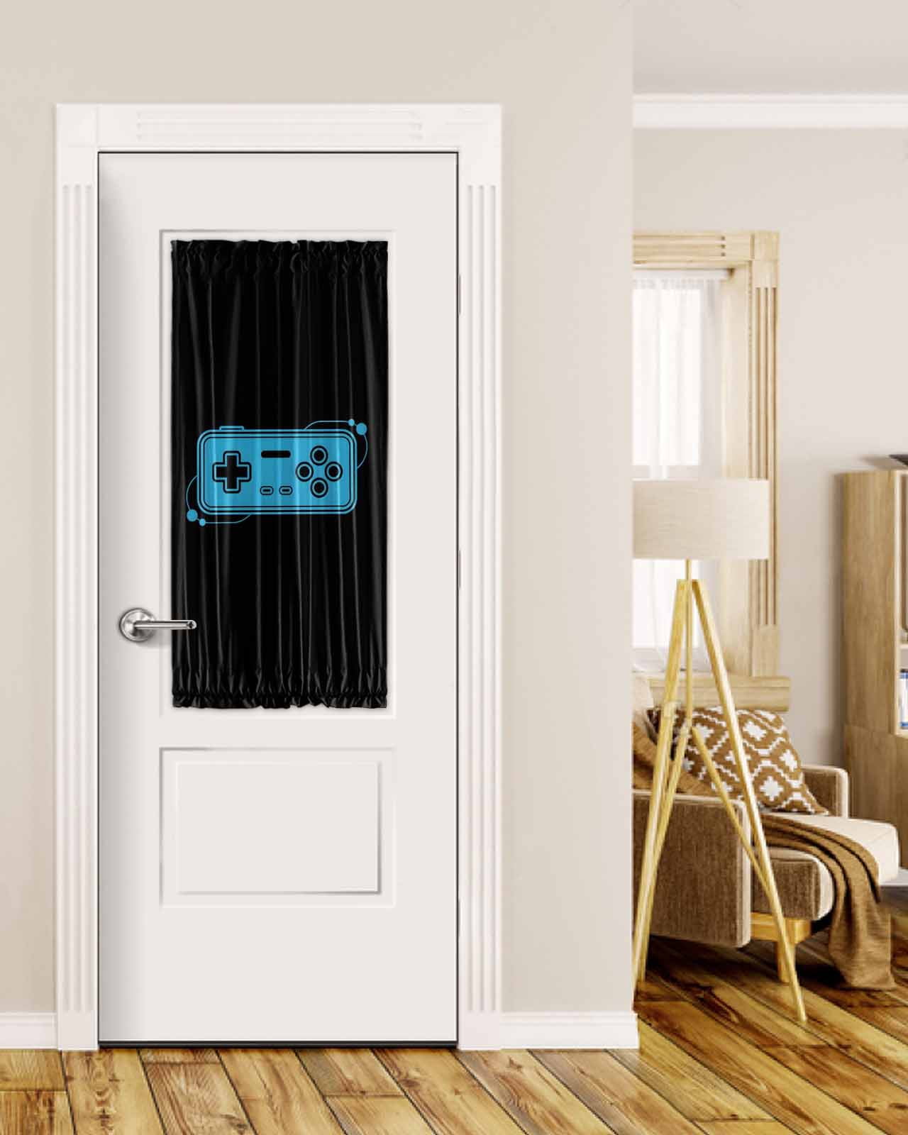 Blue Game Handle Blackout Door Curtains for French, Glass,Front, Back ...