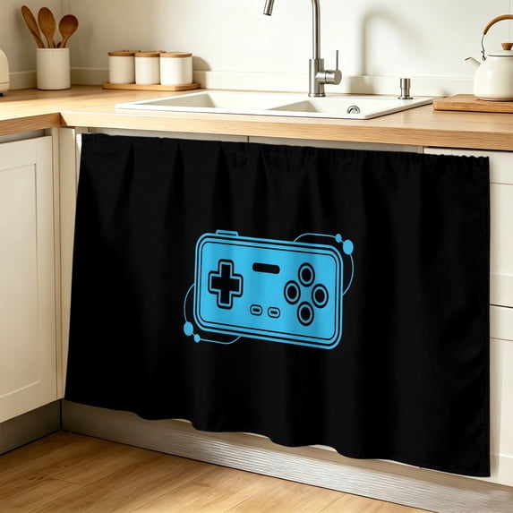 Blue Game Handle Cabinet Curtains for Shelves, Video Gamer Console ...